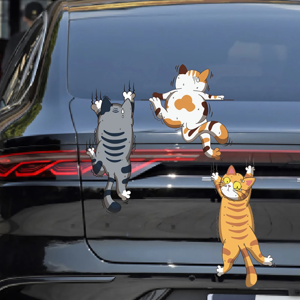 3X Funny Pet Cat Car Sticker Climbing Cats Animal Styling Stickers Car ...