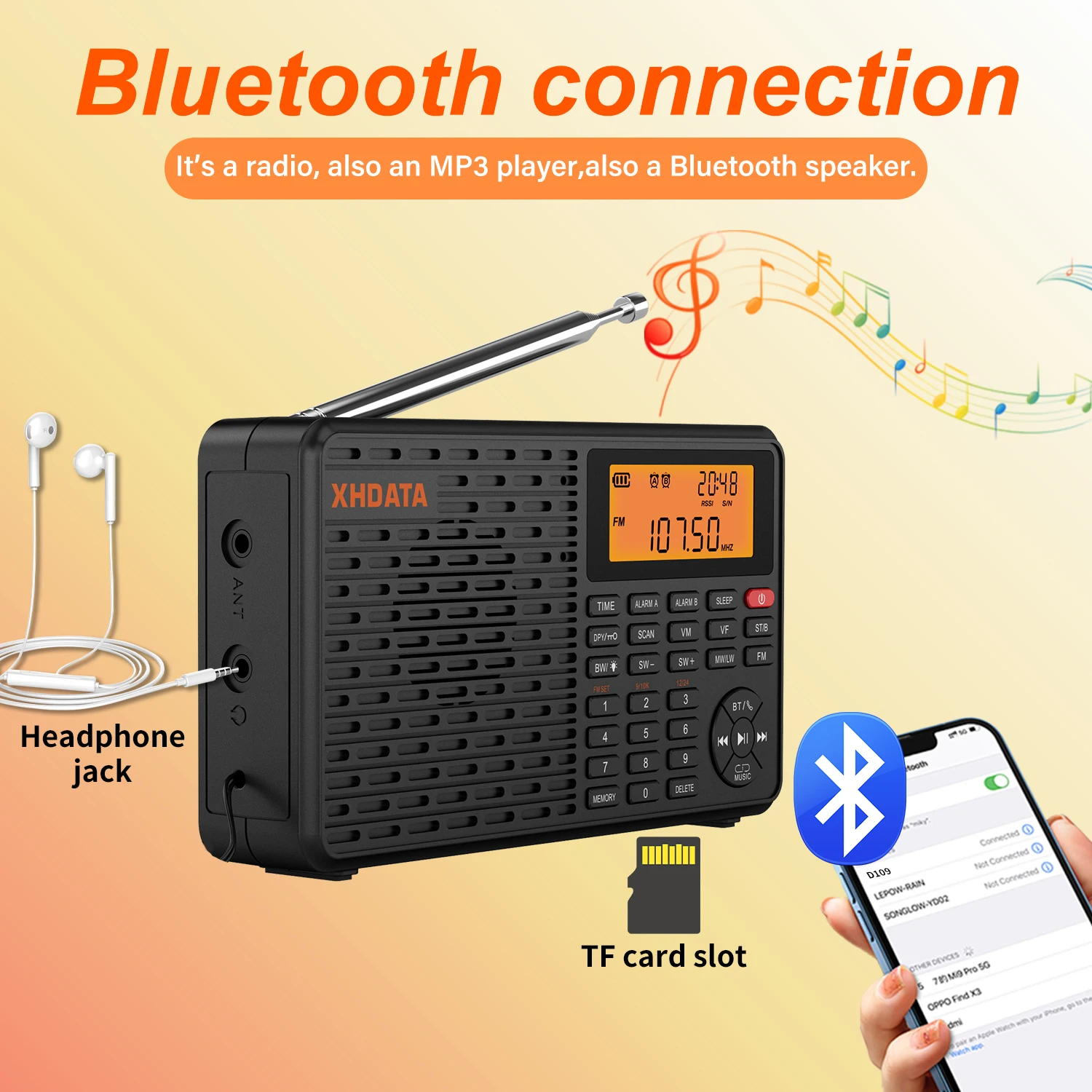XHDATA D109 Radio Multibanda Digital Portatil Envio Inmediato Desde ...