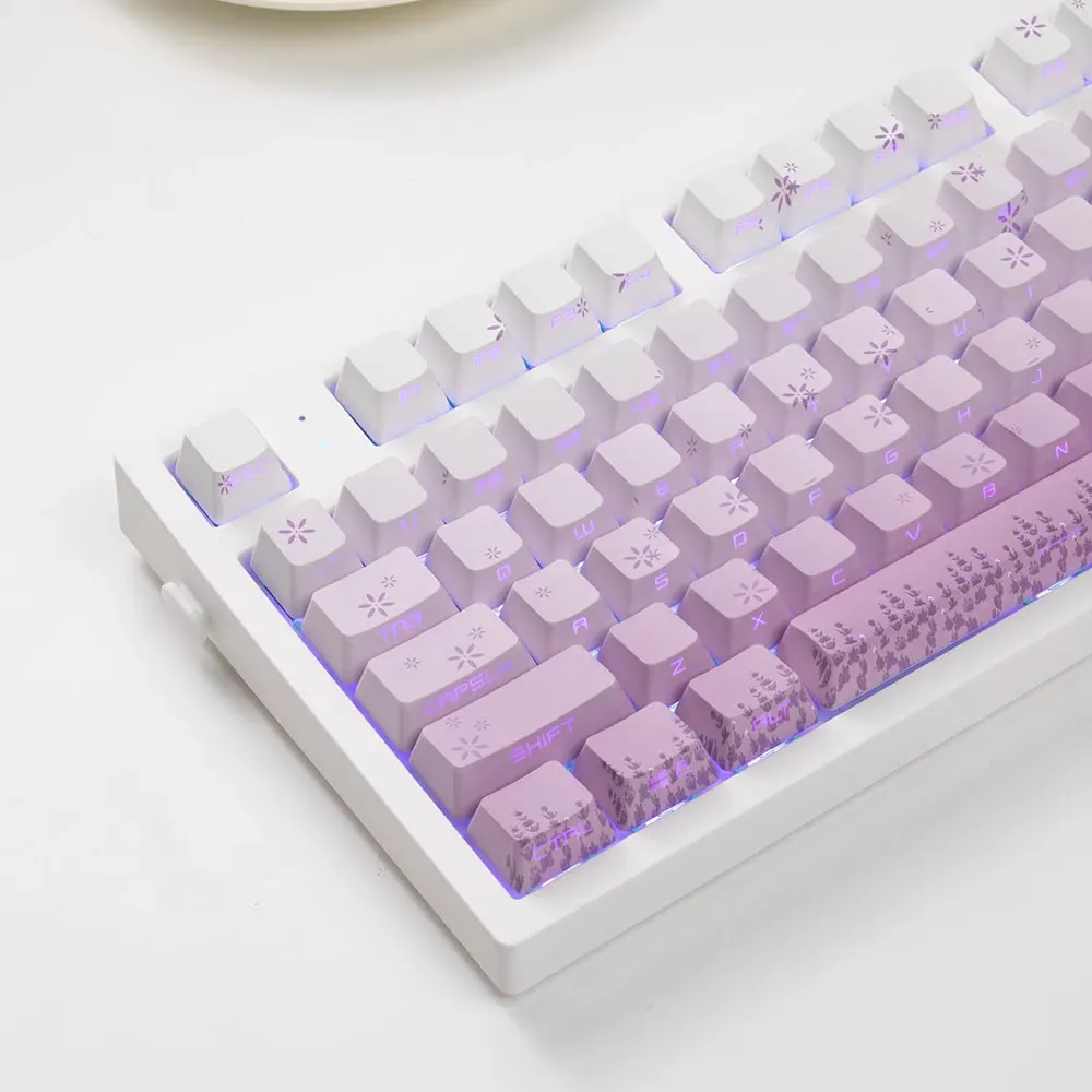 Lavender PBT keycap font transmits light OEM profile purple and white ...
