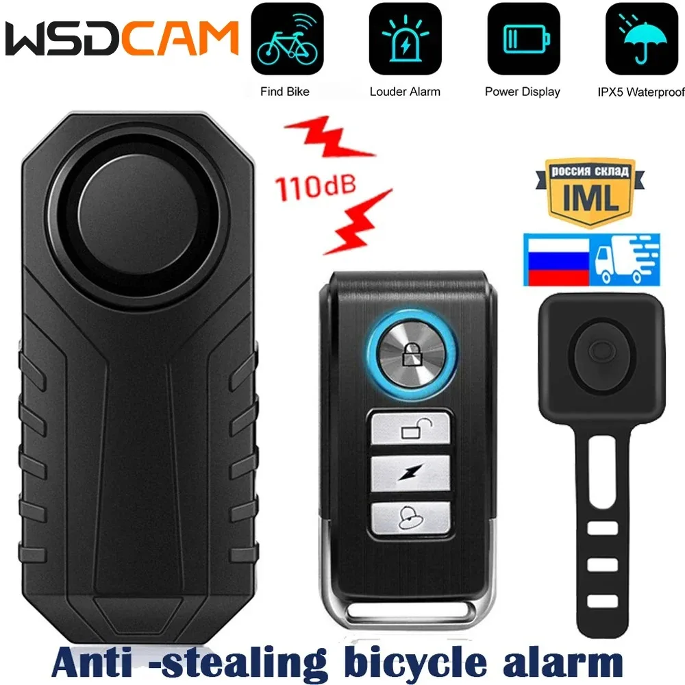 WSDCAM Bicycle Alarm Remote Control 113dB Wireless Anti Lost Remind ...