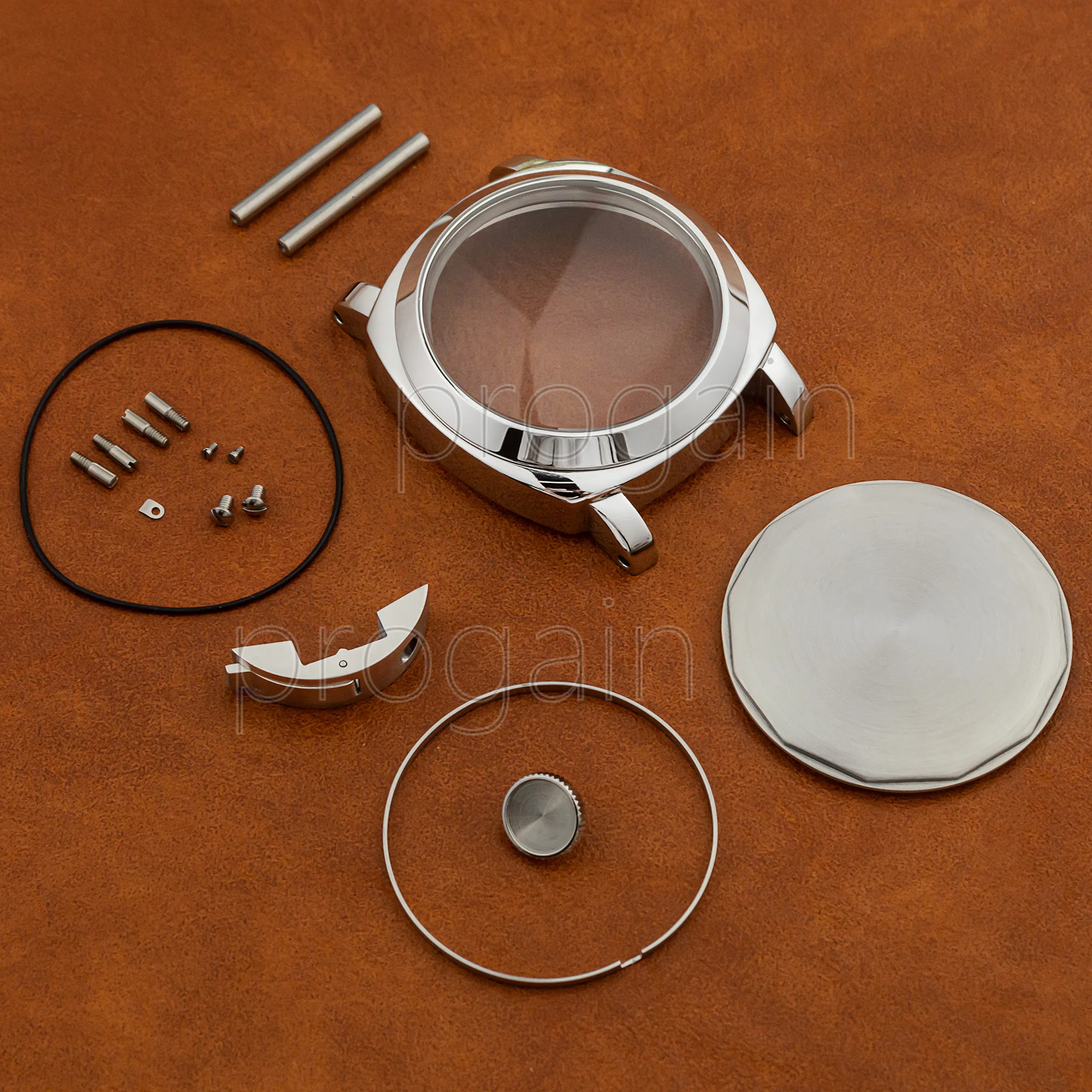 Vintage Retro Sapphire Glass Stainless Steel Watch Case, 44mm (Slivery ...