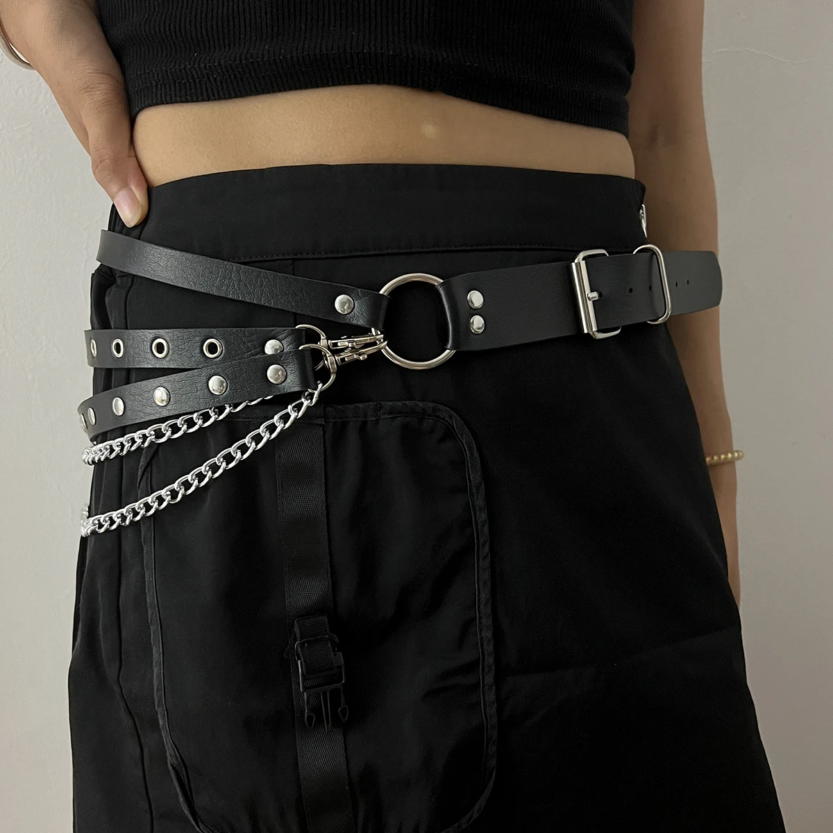 Cintura-corsetto-nappa-nera-Punk-Goth-cinture-a-catena-in-vita ...
