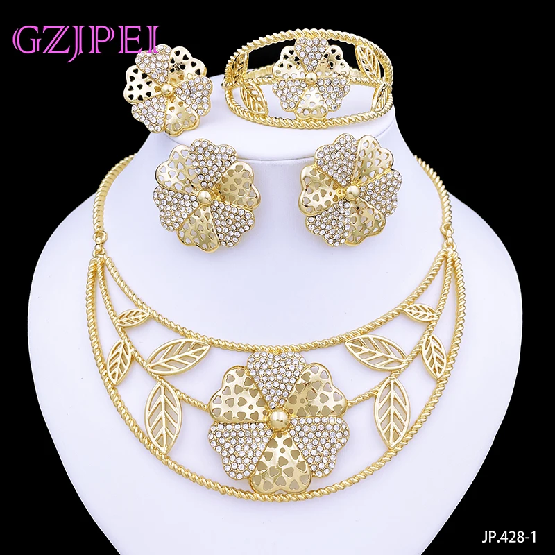 Italienischen Gold Überzogene Schmuck Sets Für Frauen Strass Schmuck ...