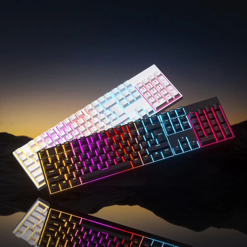 104-Keys-Gaming-Wired-Keyboard-Pudding-ABS-Keycap-Color-Back-Light ...