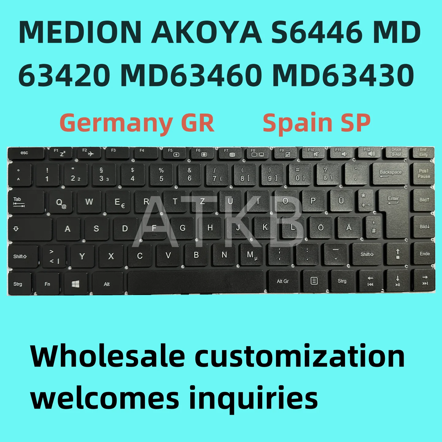 Laptop Keyboard For MEDION AKOYA S6446 MD63420 MD63460 MD63430 Black ...