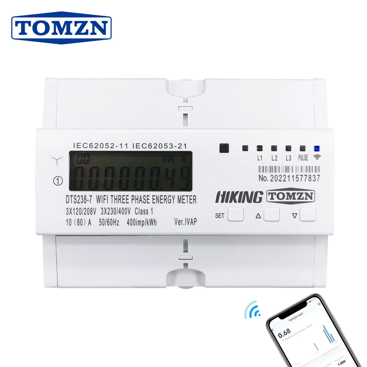 3 Phase 80a Tomzn Tuya Wifi Smart Bidirectional Energy Meter Timer ...