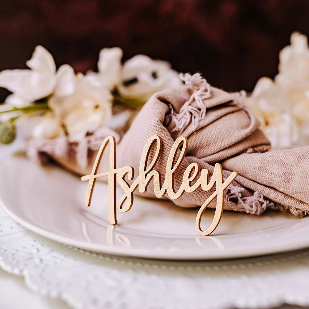 20Pcs Custom Wedding Name Place Card Party Setting Wood Name Tag ...
