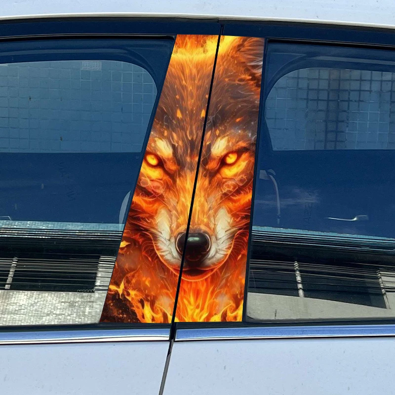 1-2-Animal-Wolf-Head-Fierce-Car-B-pillar-Stickers-Waterproof-Sunscreen ...