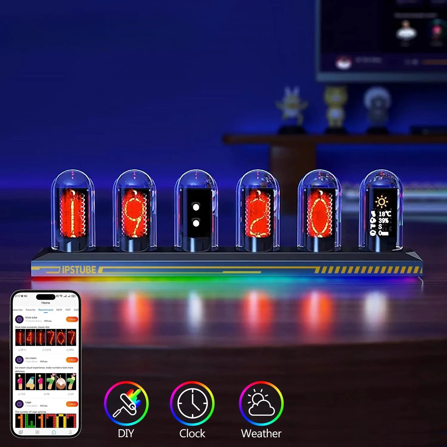 Nixie-jam-tabung-IPS-Retro-Analog-jam-dekorasi-Digital-meja-elektronik ...