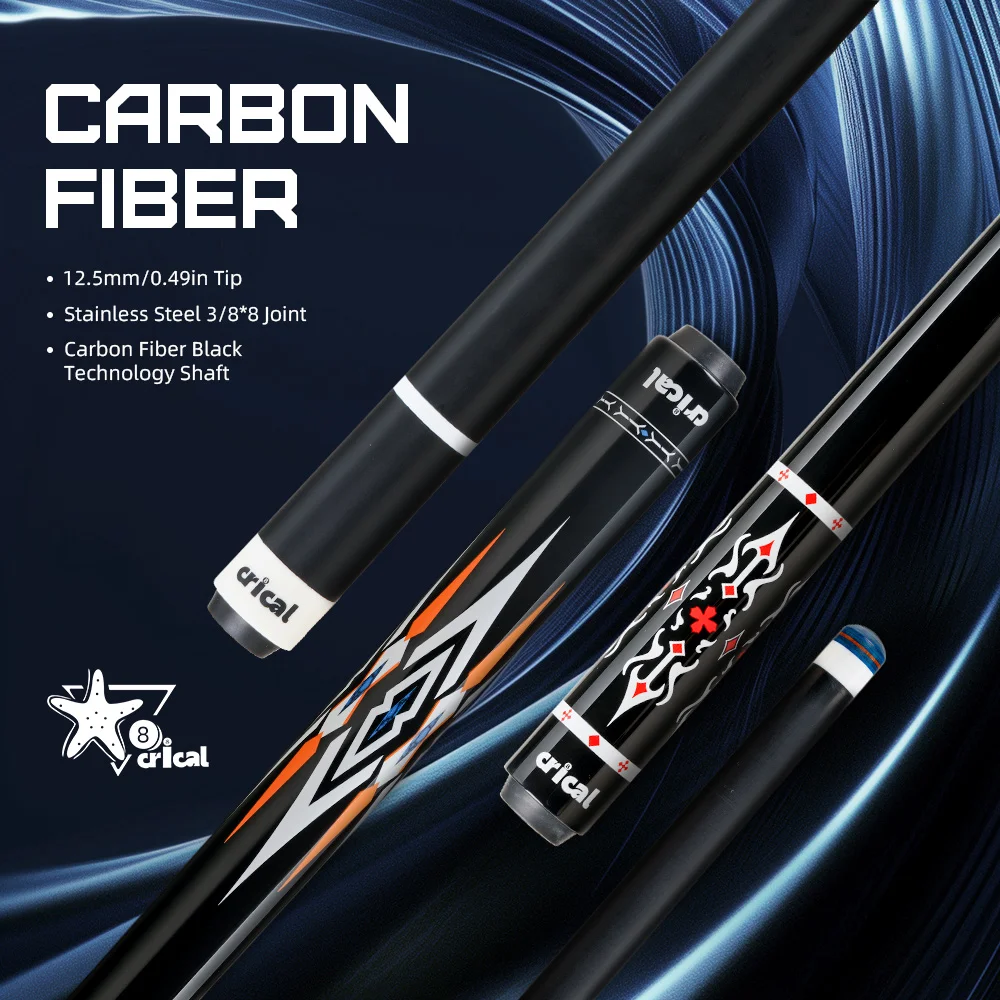 CRICAL CL-PRO Carbon Fiber Pool Cue Stick with 12.5mm Tip Low ...