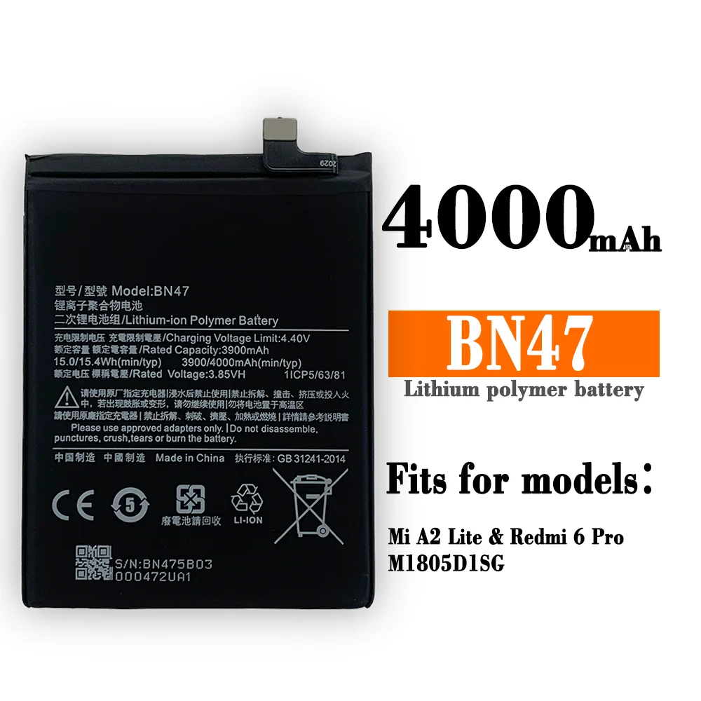 Xiao Mi Original Phone Battery BN47 For Xiaomi Redmi 6 Pro / Mi A2 Lite ...