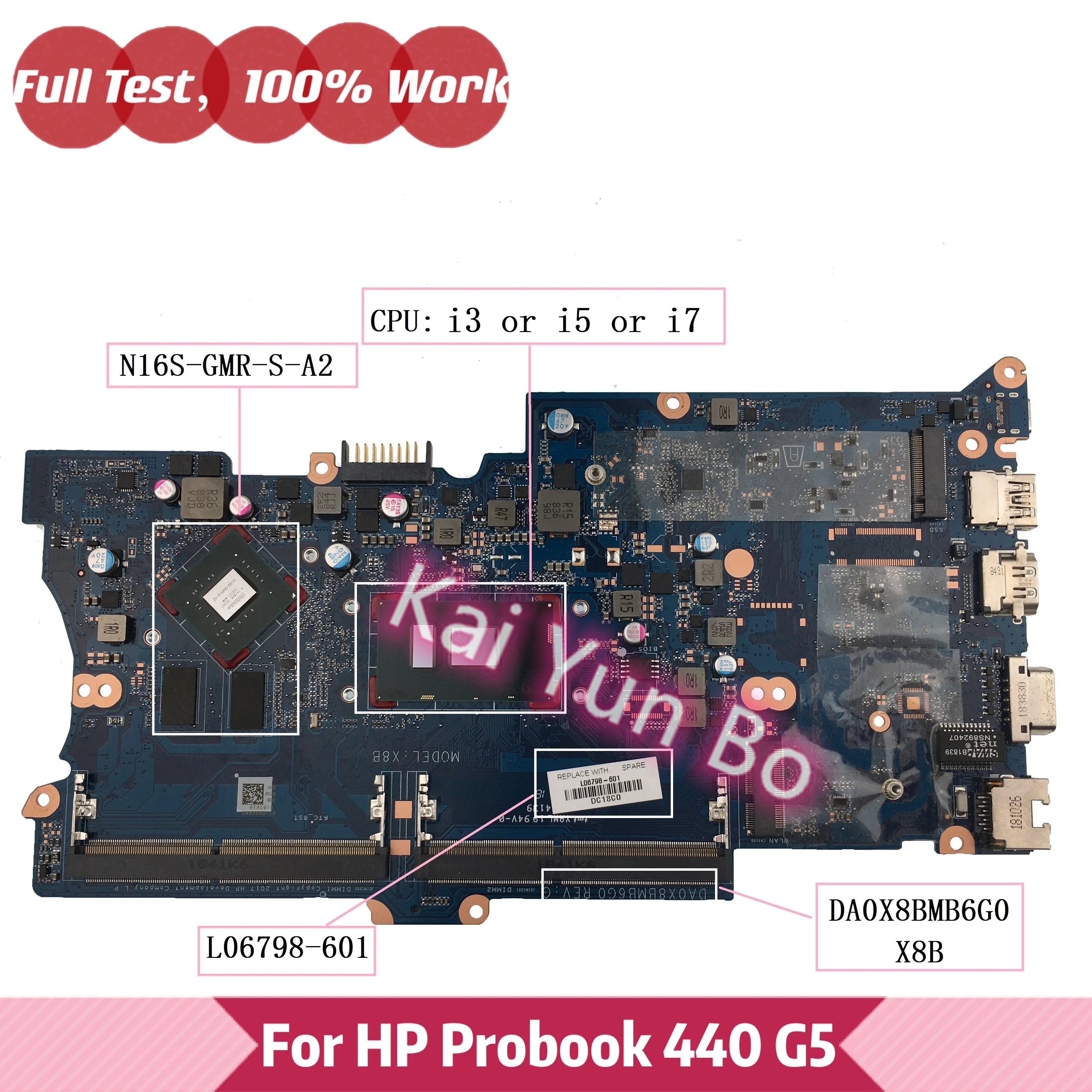Mainboard For HP Probook 430 G5 440 G5 Laptop Motherboard DA0X8BMB6G0 ...