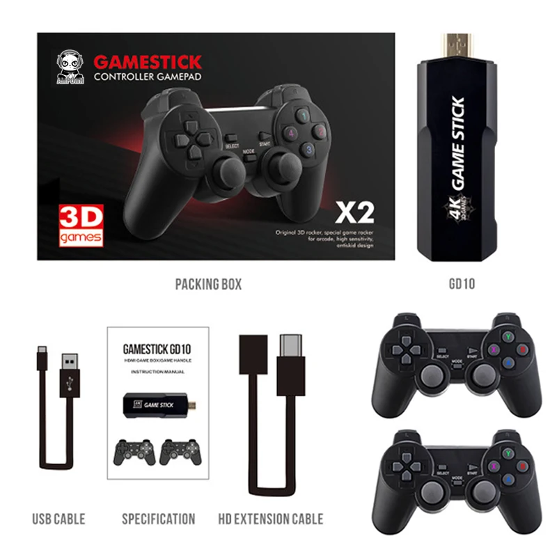 GD10 4K Game Stick 3D 32G 64G 128G Video Game Consoles Wireless Gamepad ...