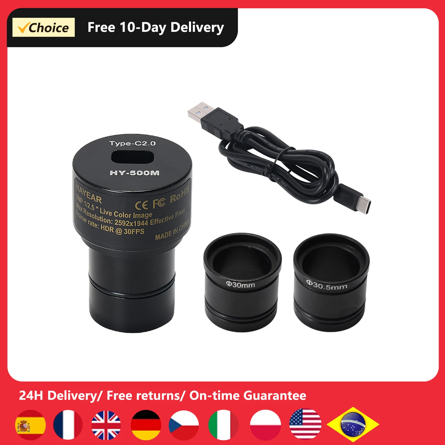 5MP-CMOS-USB2-0-Microscope-Camera-Digital-Electronic-Eyepiece-Free ...