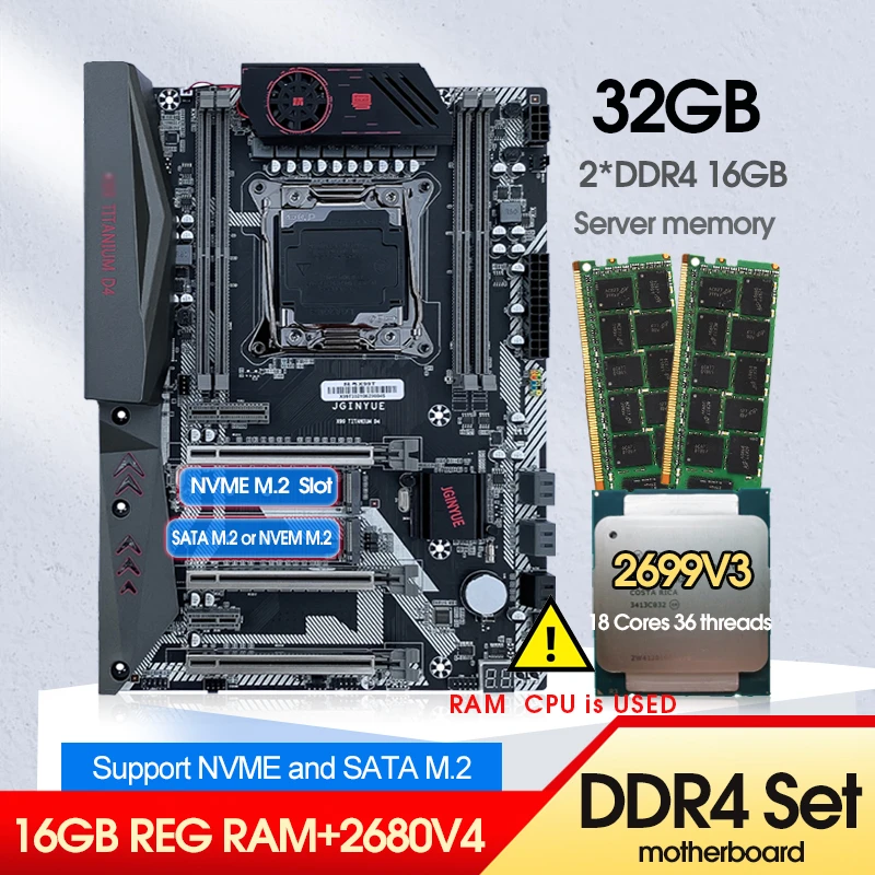 Jingyue X99 Titanium D4 Kit Motherboard With E5 2699 V3 Processor Cpu ...