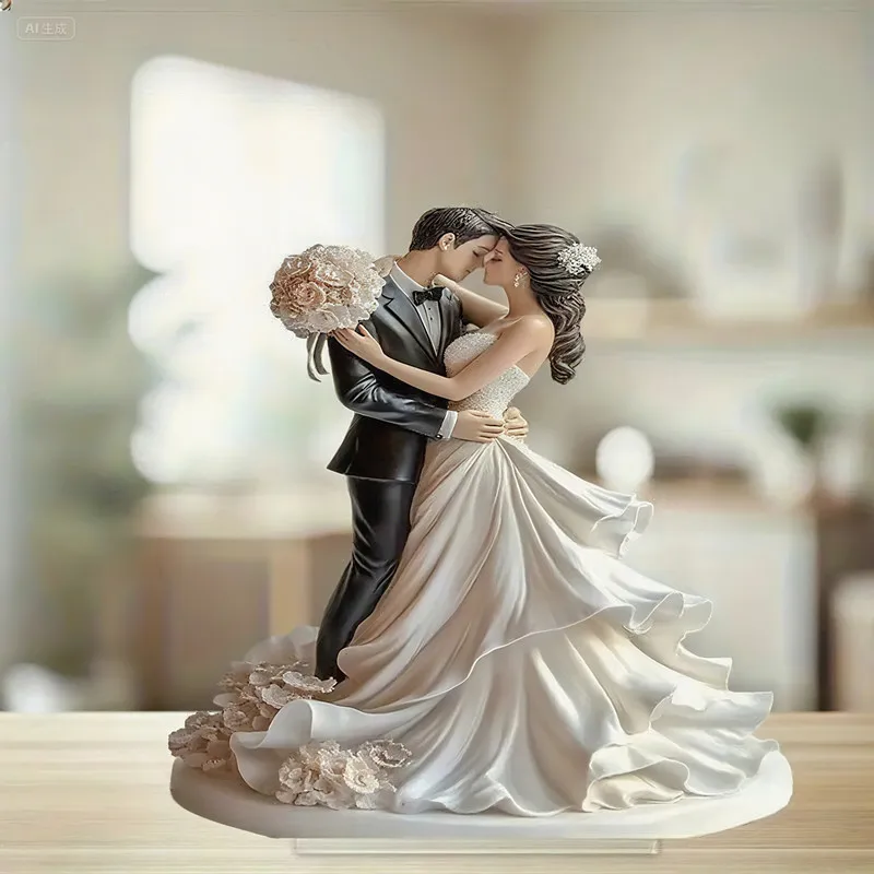 2D Acrylic Wedding Cake Topper Dancing Bride and Groom Cake Toppers for ...