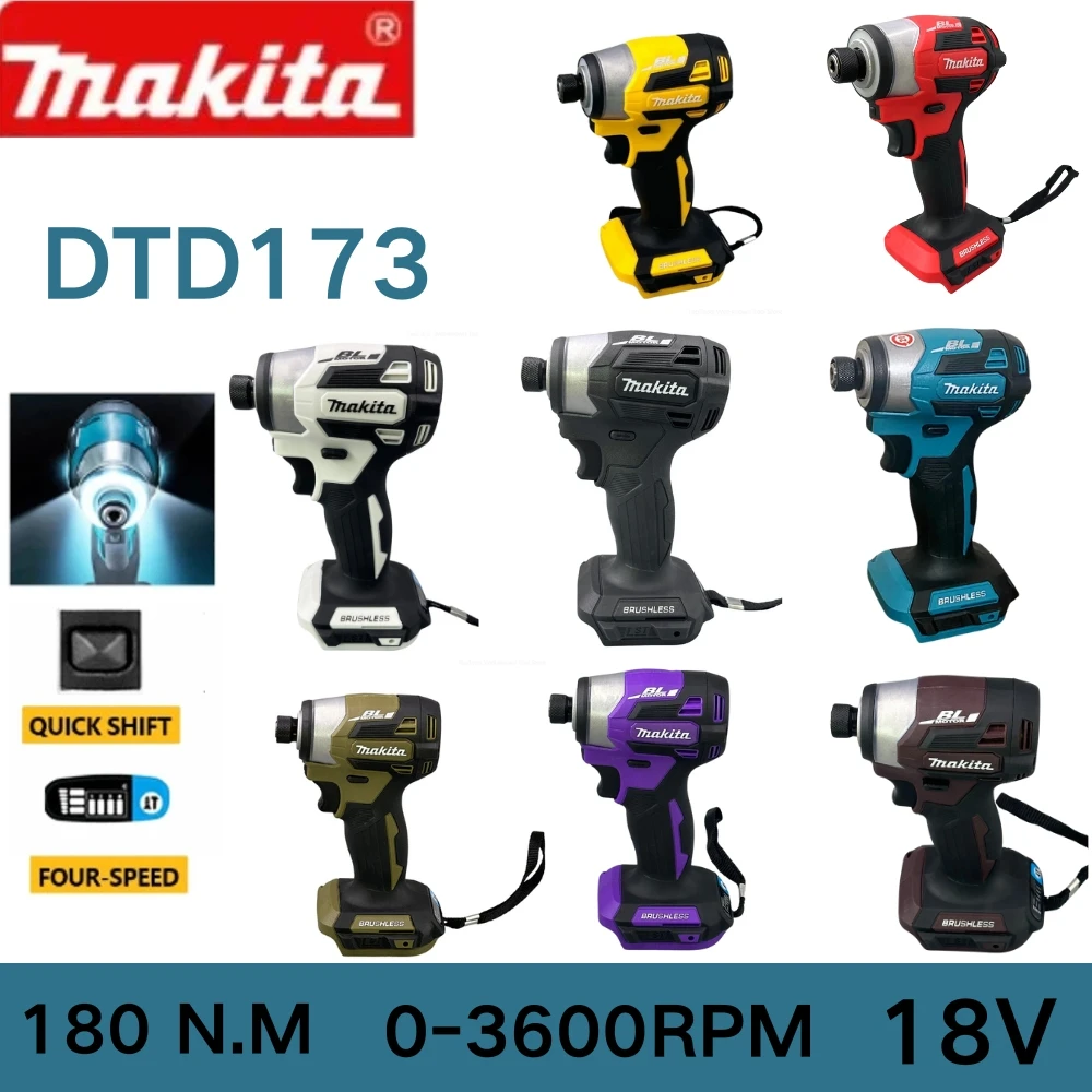 Makita-DTD173-Cordless-Impact-Driver-180N-M-Brushless-Motor-Electric-Drill-Wood-Bolt-T-Mode ...