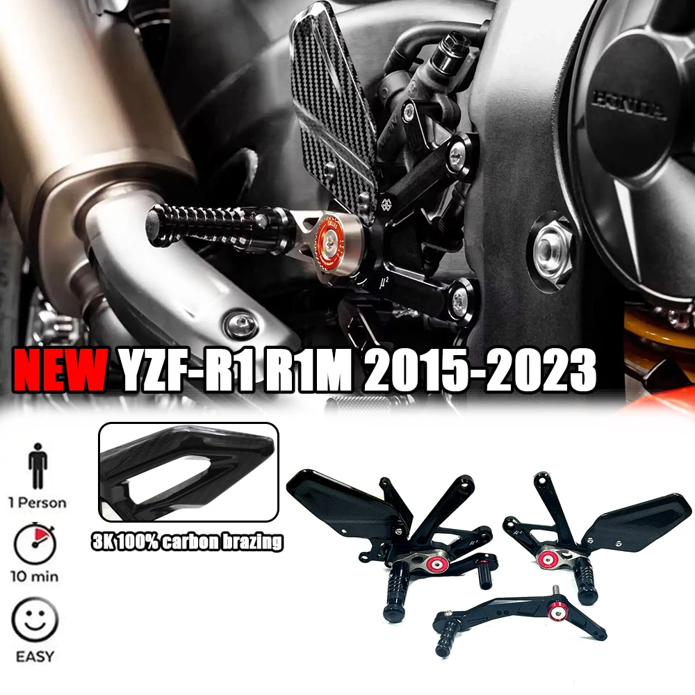 For-Yamaha-YZF-R1-R1M-Footrest-Carbon-Fiber-Rearset-Foot-Pegs-Heel-Wing ...