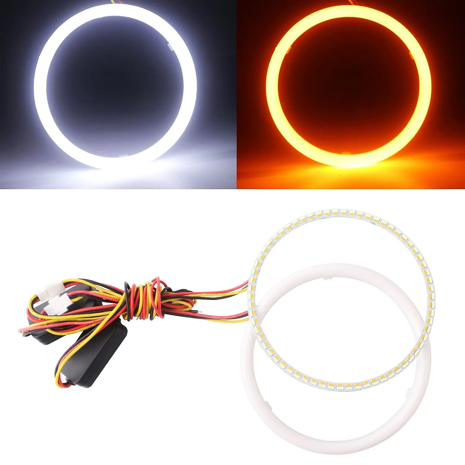2Pcs-LED-Angel-Eyes-Bulb-Halo-Ring-Lamp-Fog-Light-White-yellow-Car ...