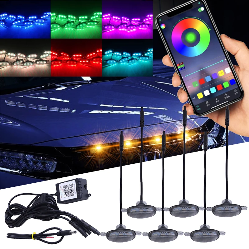 Universal-RGB-LED-Grille-Light-Front-Grill-Light-Day-Running-Light-App ...