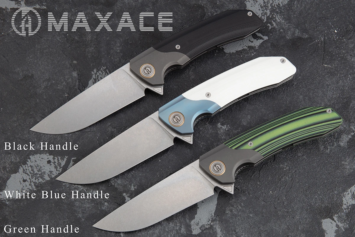 Maxace goliath 2.0 New Colors Folding Knife EDC K110 Blade Titanium and ...