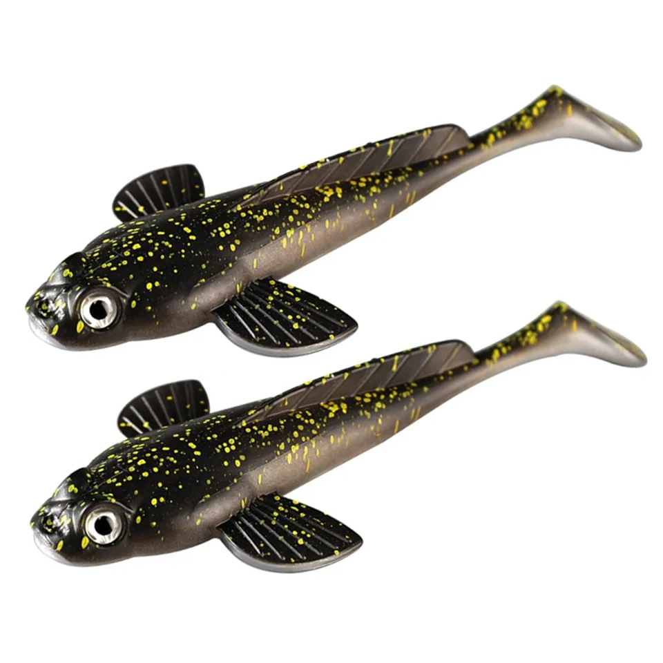 125mm-17g-Black-Spotted-Fish-Soft-Lure-Baits-T-Tail-Wobblers-Swimbaits ...