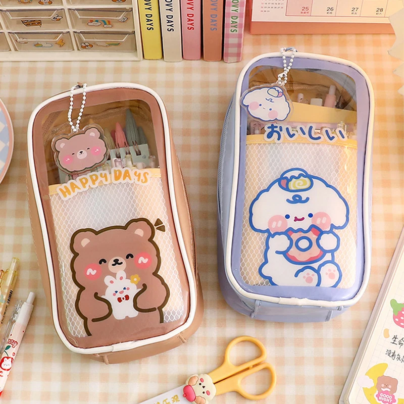 Kawaii Transparant Pencil Case Large Capacity Waterproof Pen Bag Cute ...