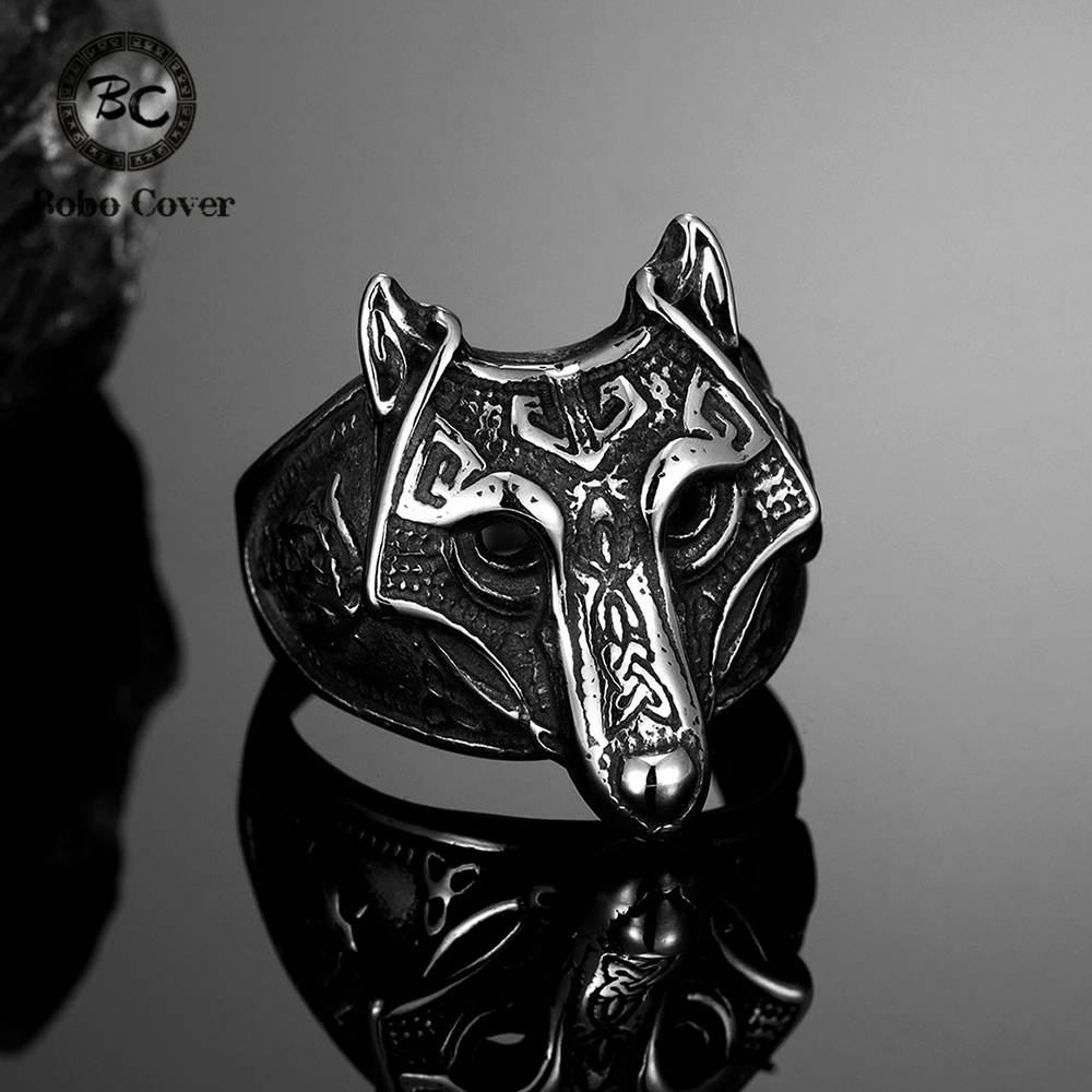 Men Ring Viking Wolf | Fenrir Viking Rings | Ring Men Odin Wolf | Steel ...