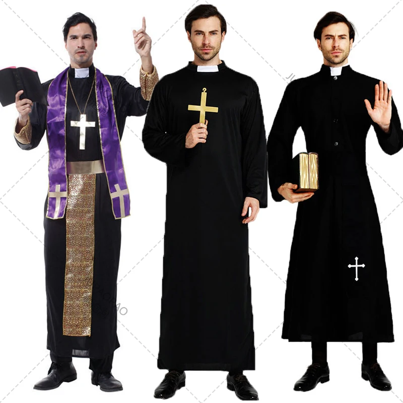 Disfraz-de-Halloween-para-hombres-disfraz-de-padre-sacerdote-obispo ...