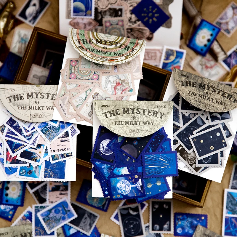 Bronzing-Textured-paper-Stickers-Galaxy-Moon-Stamp-Bullet-Journaling ...