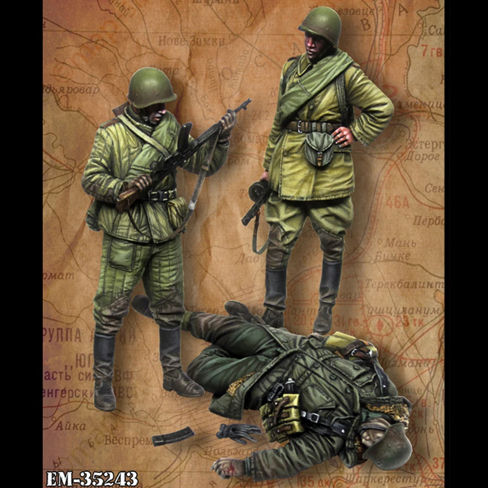 1/35 Soviet soldiers and fallen soldier, Resin Model figure soldier ...