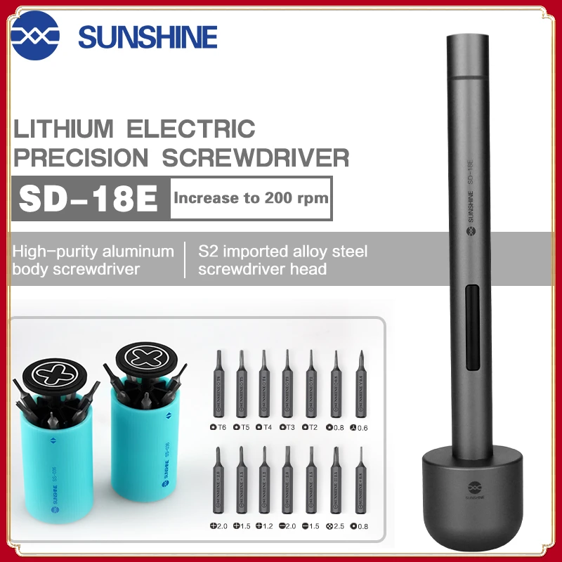 SUNSHINE SD-18E Electric Screwdriver Set S2 Alloy Steel with Box for IPhone IPad Camera Table ...