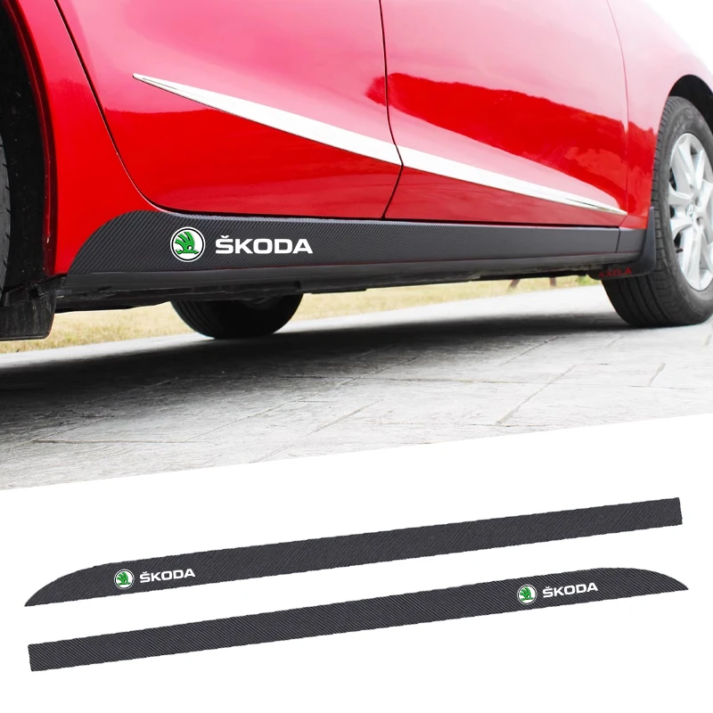 2pcs Car Side Skirt Sill Stripe Body Decals Sticker For Skoda Octavia ...