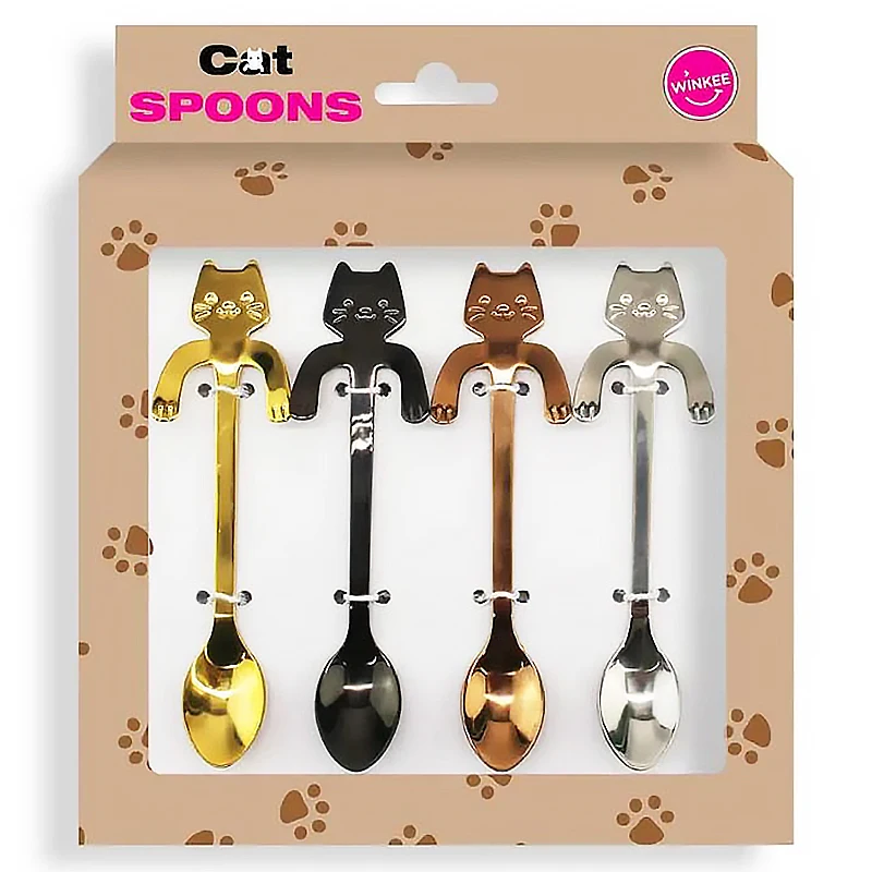4pcs-Stainless-Steel-Cute-Cat-Spoons-Coffee-Tea-Ice-Cream-Teaspoons ...