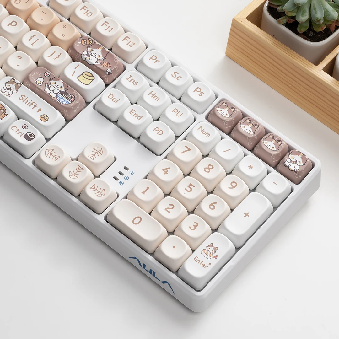 Yg108-tk108-Wired-Mechanical-Keyboard-Cute-Cow-Cat-Keycap-108-Key ...