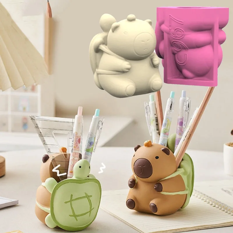 9.5cm Cartoon Capybara Figuries Shaped 3D Silicone Mold Resin Succulent ...