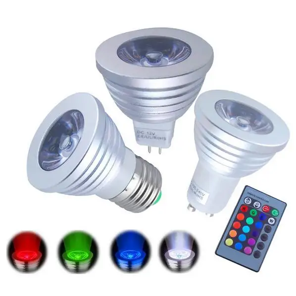 E27 E14 GU10 GU5.3 MR16 LED RGB Spotlight หลอดไฟ3W รีโมทคอนโทรล Home ตกแต่งสีเปลี่ยนโคมไฟ|t8 smd ...