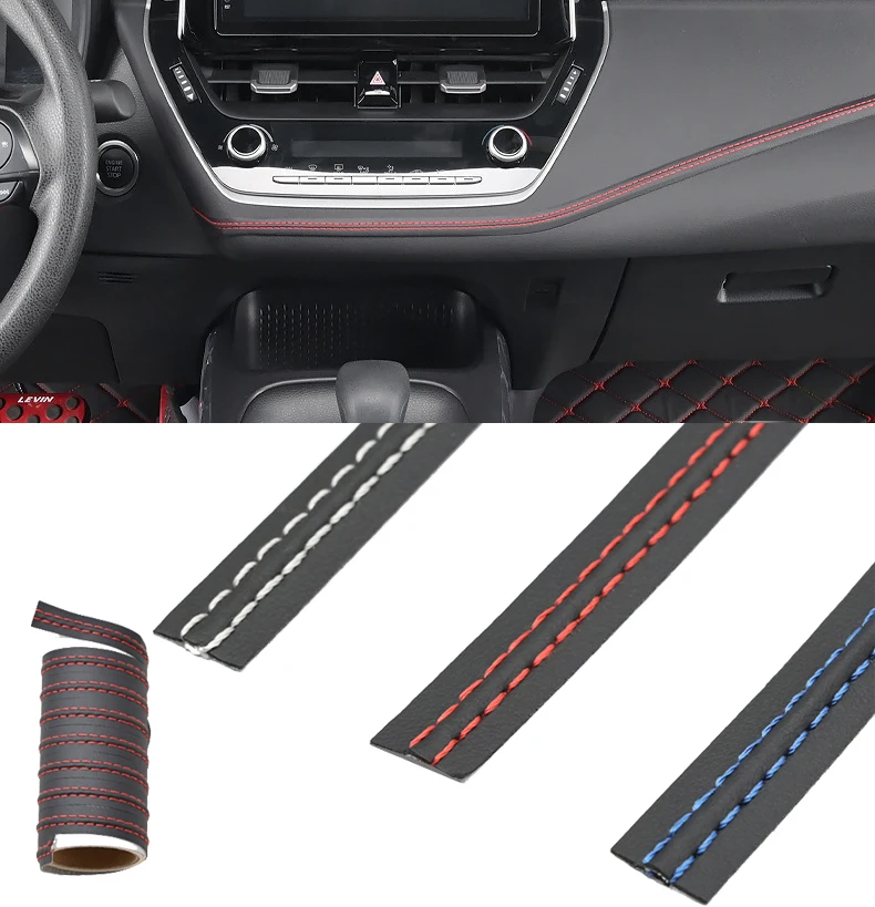 Moldura autoadhesiva para decoración de coche, tiras flexibles de cuero ...