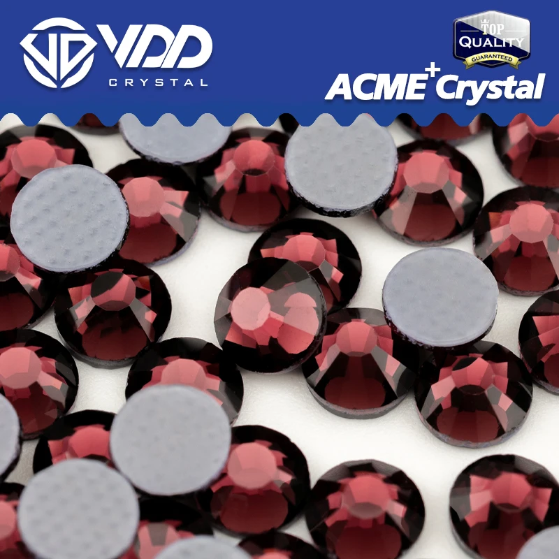 VDD 015 Burgundy ACME+Series Glass Flatback Hot-Fix Rhinestones Crystal ...
