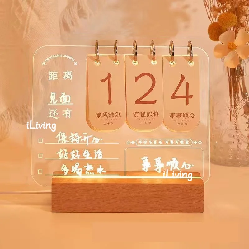 iliving-Acrylic-Luminous-Countdown-Calendar-Note-Board-Transparent-Erasable-Message-Board-Desk ...
