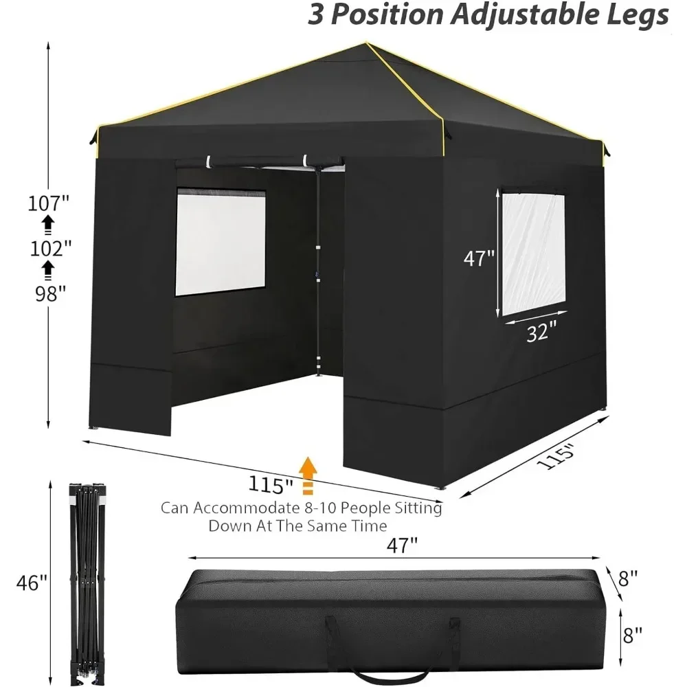 ez 10x10 Pop Up Tent with 4 Side Walls & Mesh Windows, Instant Gazebo ...