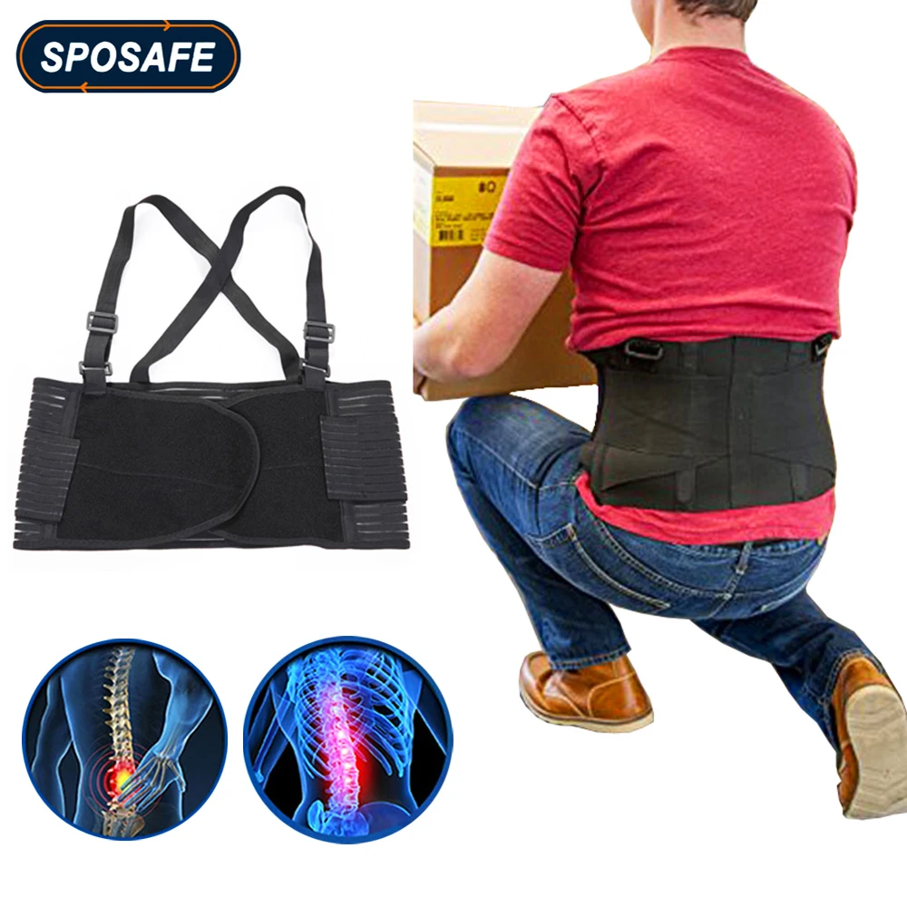 Working Back Brace Removable Suspender Straps Heavy Lifting Safety Back ...
