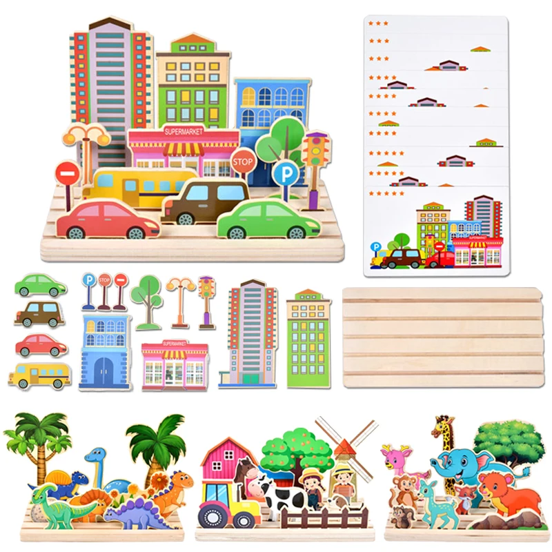 Kids Montessori Logic Thinking Game Scene Puzzles Matching Intellectual ...