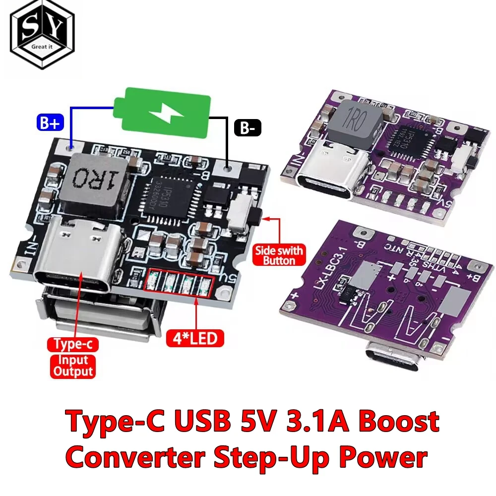 Type-c Usb 5v 3.1a Boost Converter Step-up Power Module Ip5310 Mobile Power Bank Accessories ...