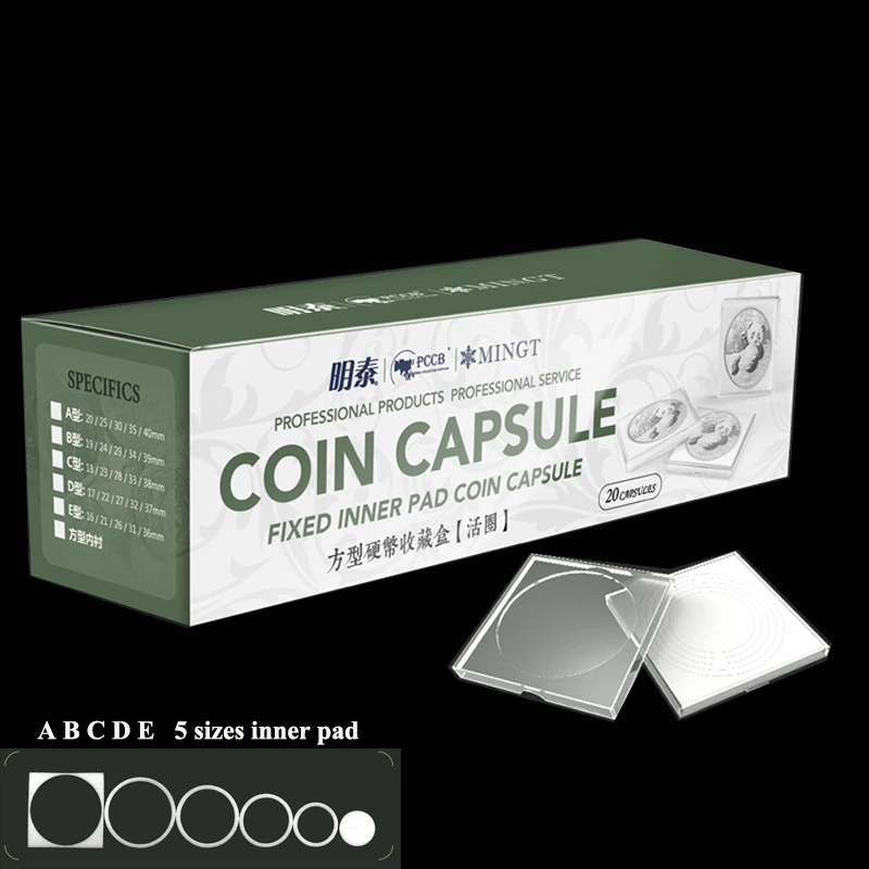 Square-coin-capsule-20pcs-box-Adjustable-inner-ring-16-40mm-PS-coin-box ...