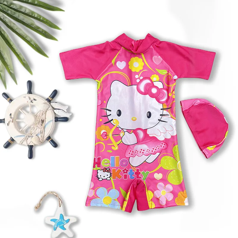 Miniso-Hello-Kitty-Child-Bikini-Girls-Swimwear-Kid-One-Piece-Swimsuit ...