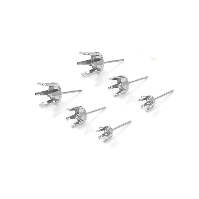 20pcs Stainless Steel Claw Bezel Earring Blank Stud Post Base Bezel For ...