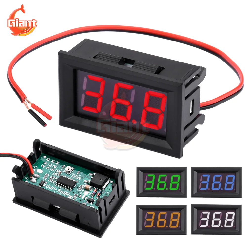 DC 5-120V Digital Voltmeter 3-Digit Display Two-wire Voltage Meter ...