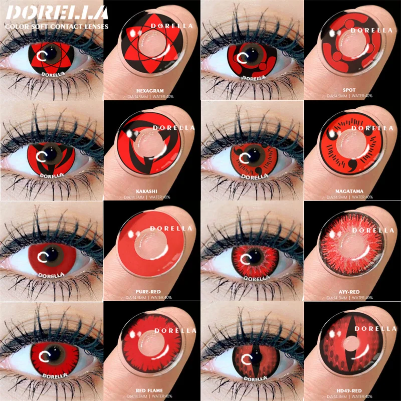 D'ORELLA 2pcs Color Contact Lenses for Eyes Anime Contact Lenses Red ...