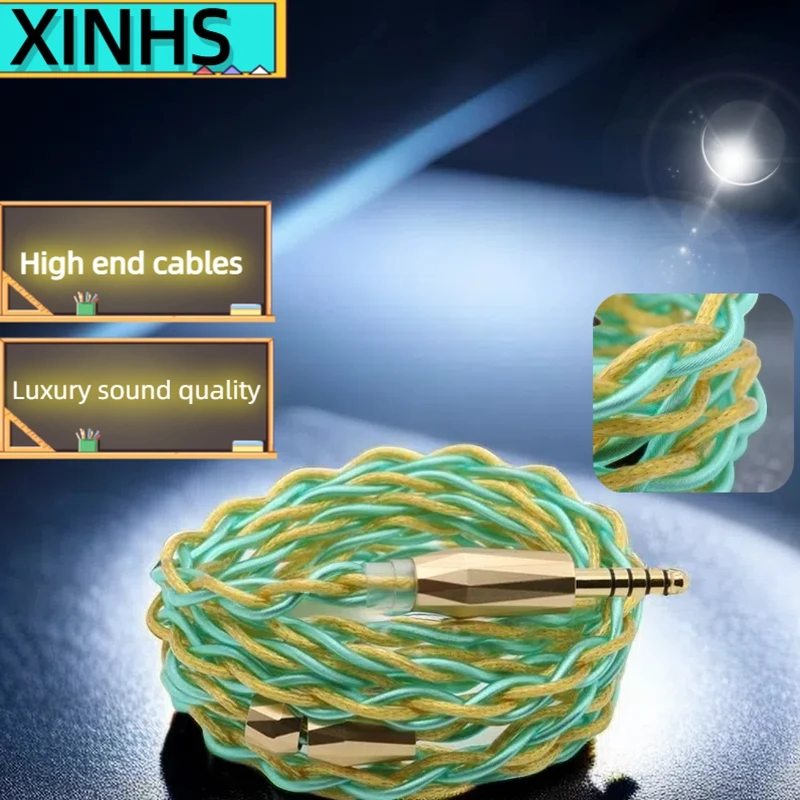 XINHS A08 4-core 7N single crystal copper gold-plated hybrid braided ...